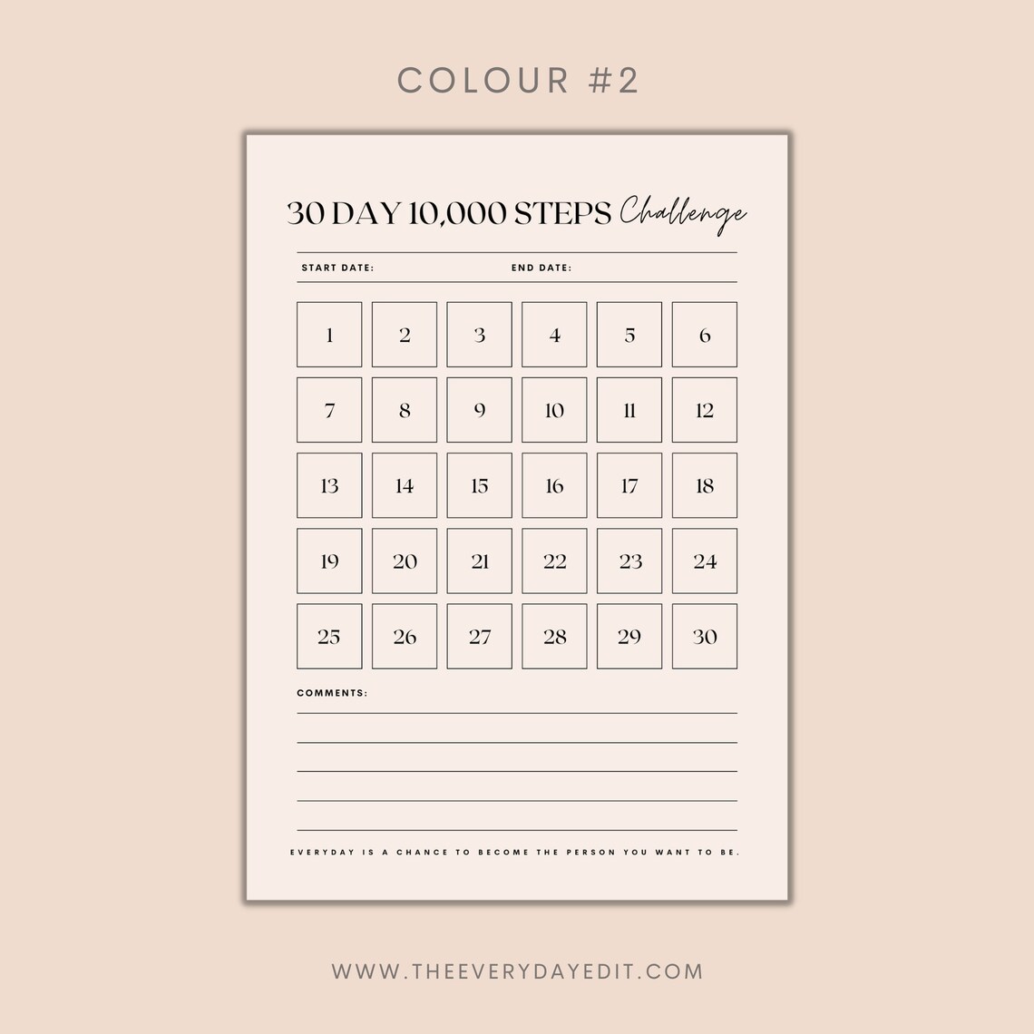 30 Day 10000 Steps Challenge Printable, 30 Day Challenge, Steps Tracker ...