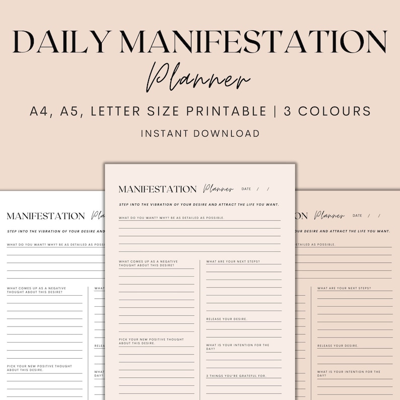 Daily Manifestation Planner Printable, Daily Planner, Manifestation ...