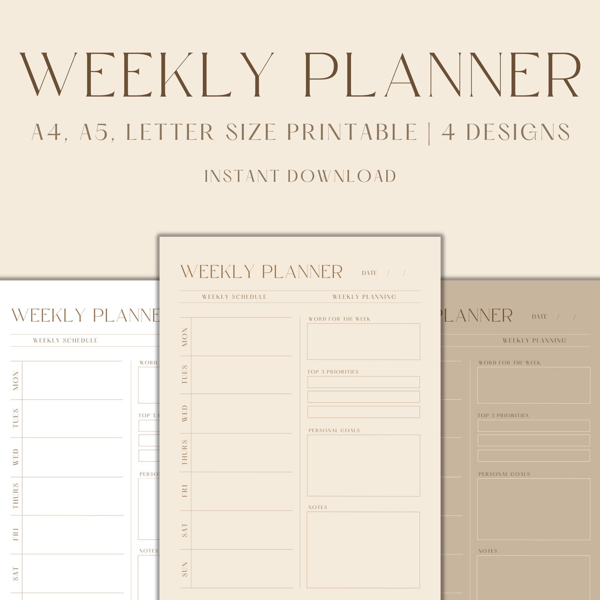 Weekly Planner Printable, Weekly Productivity Planner, Weekly Schedule ...