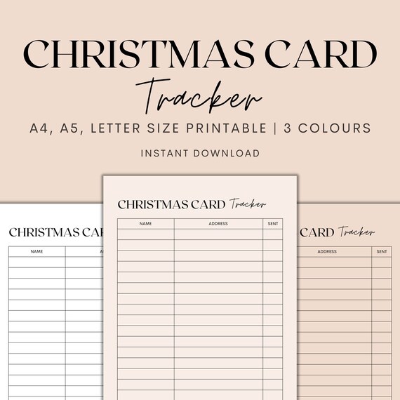 Christmas Card Tracker Printable Holiday Card Tracker - Etsy