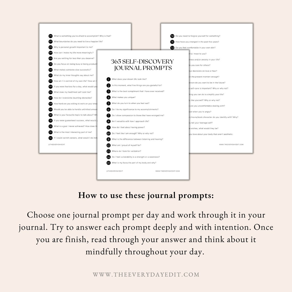 365 Self-discovery Journal Prompts Printable, Shadow Work Journaling ...