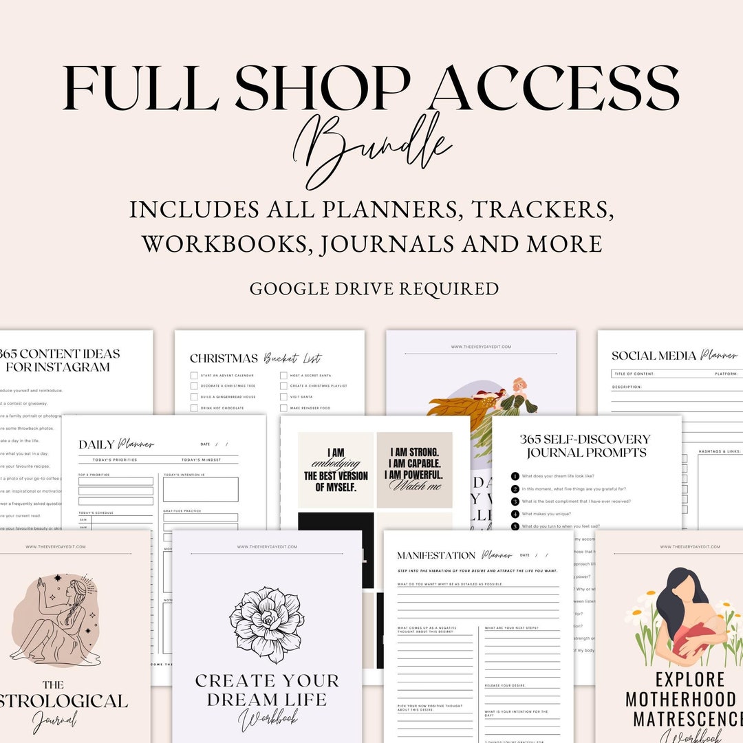Lifetime Full Shop Access, Life Planner Printable, Life Tracker, Self ...