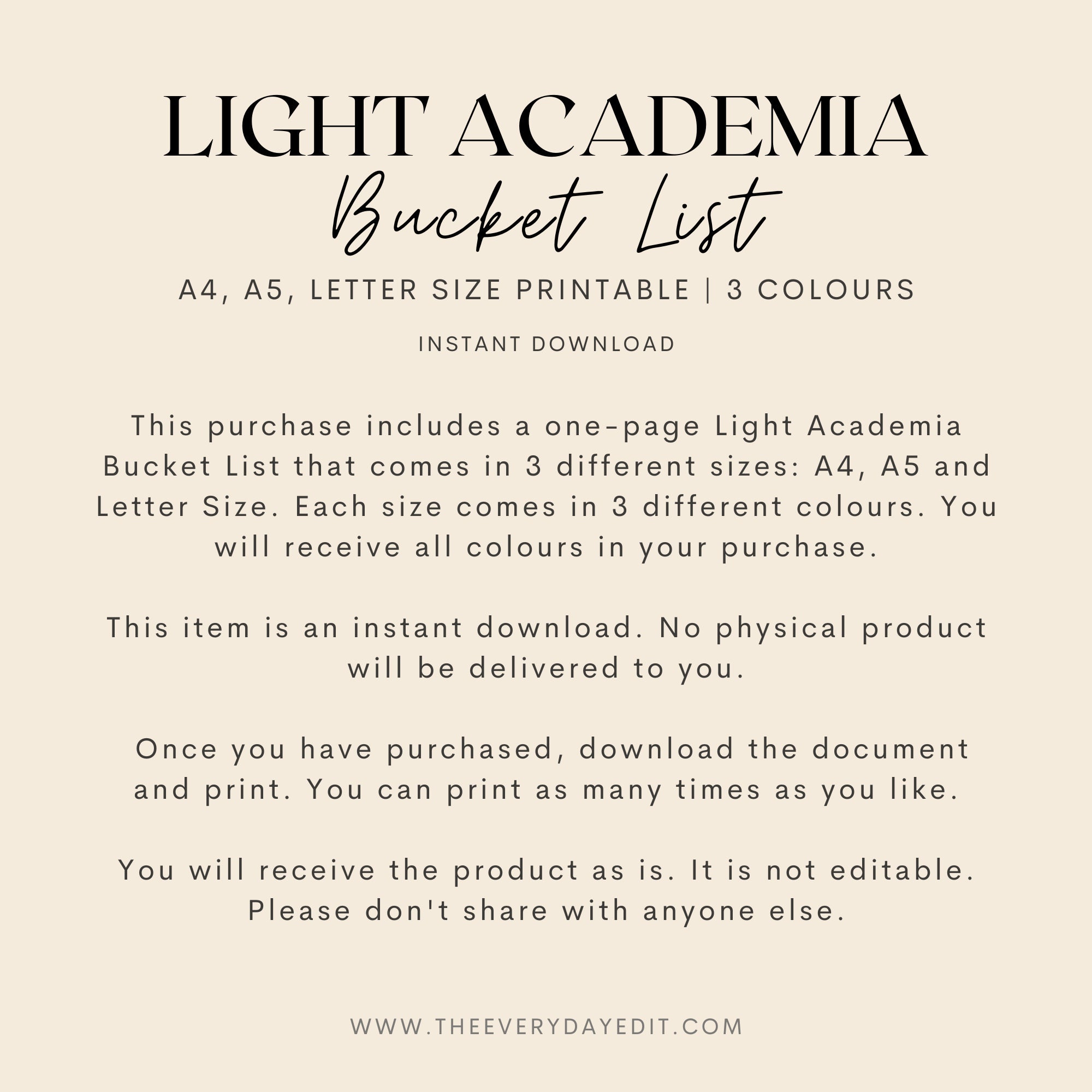 Light Academia Bucket List Printable, Light Academia Activities, Light ...
