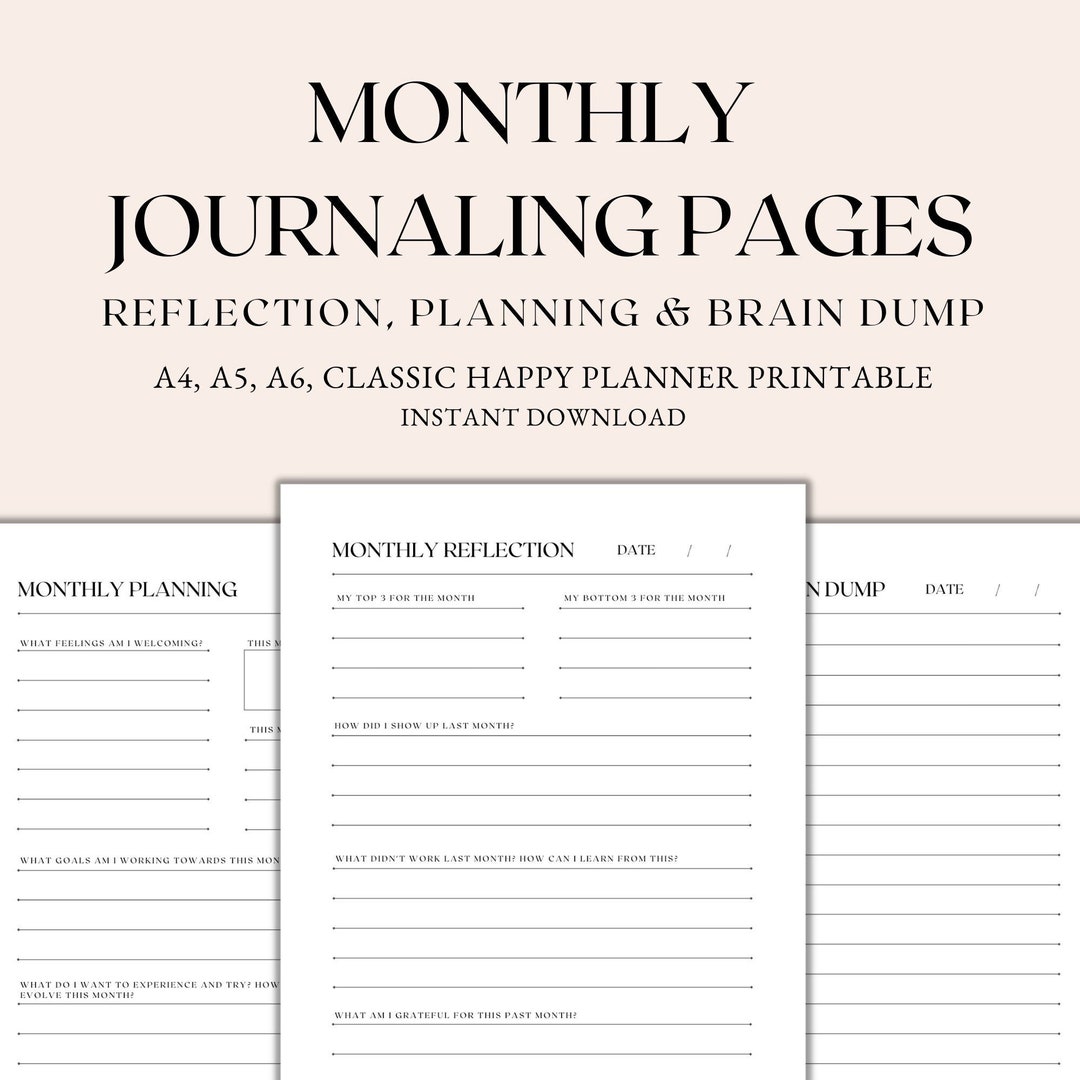 Monthly Journaling Pages Printable Download Monthly Journal - Etsy