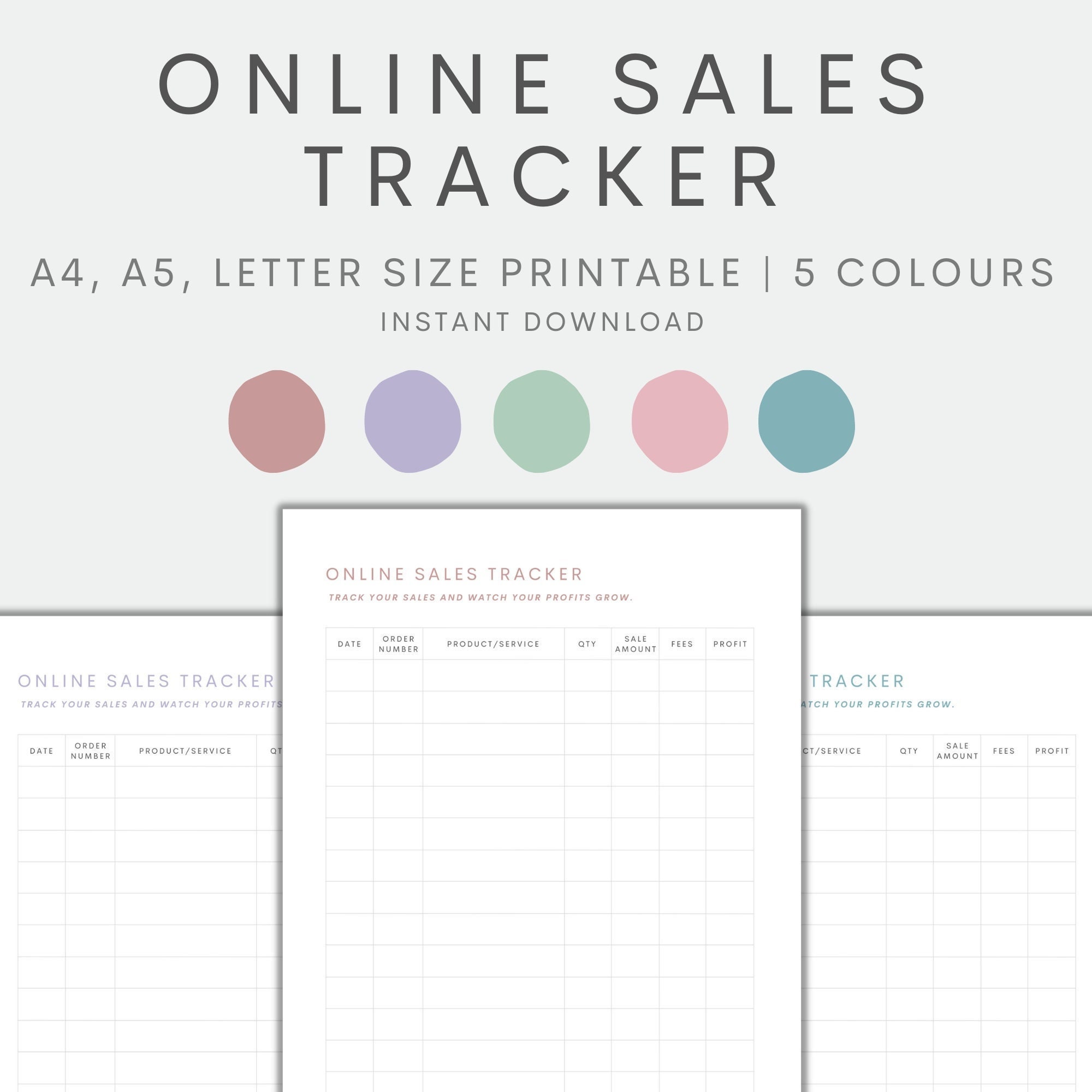 Online Sales Tracker Printable, Small Business Printable, Sales ...