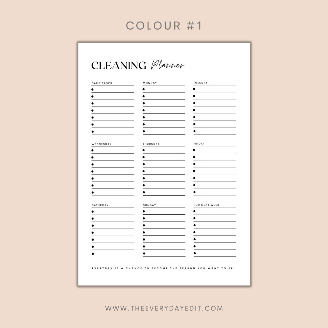 Weekly Cleaning Planner Printable Cleaning Tracker Cleaning | Etsy