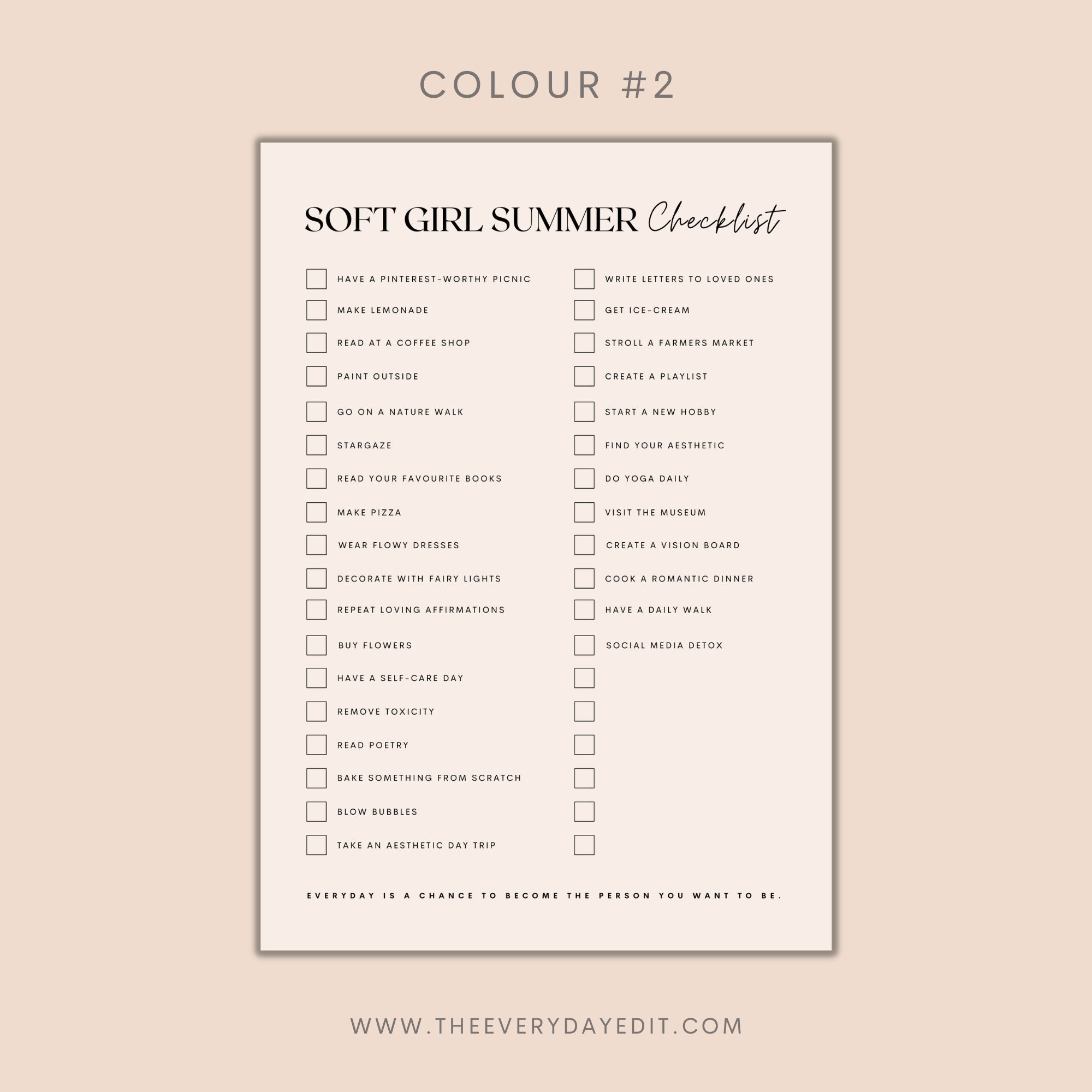 Soft Girl Summer Checklist Printable, Summer Bucket List, Hot Girl ...
