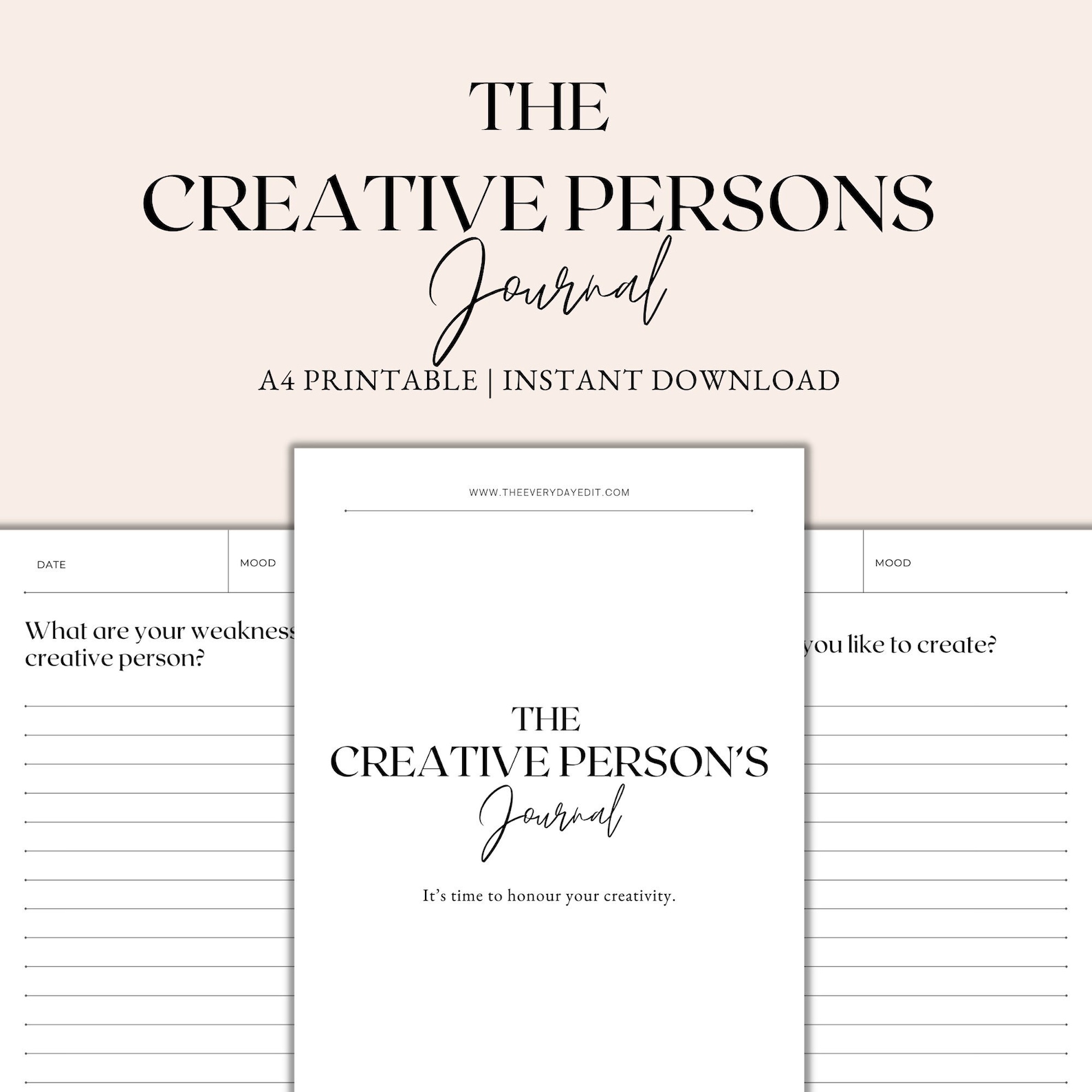 The Creative Persons Journal Printable, Creativity Journal Prompts ...
