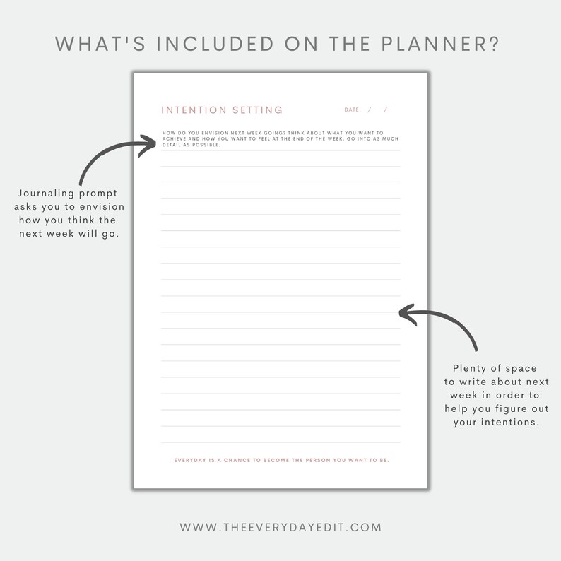 Weekly Intention Setting Planner Printable, Weekly Planner, Intentional ...