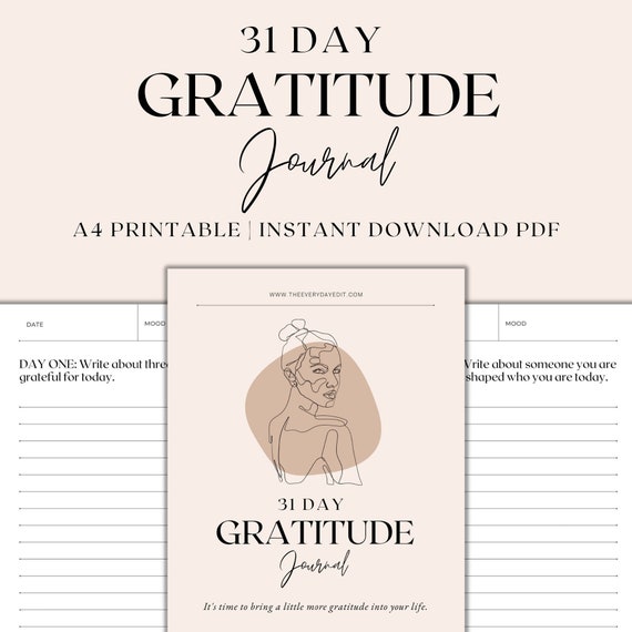 31 Day Gratitude Journal Printable Daily Journal Pages - Etsy