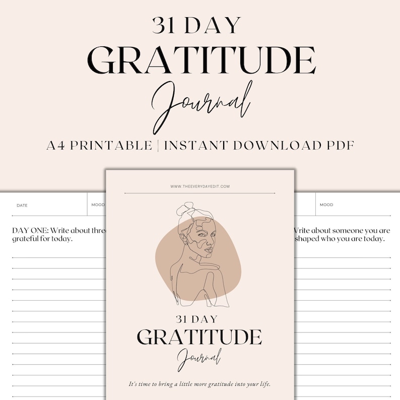 31 Day Gratitude Journal Printable Daily Journal Pages - Etsy