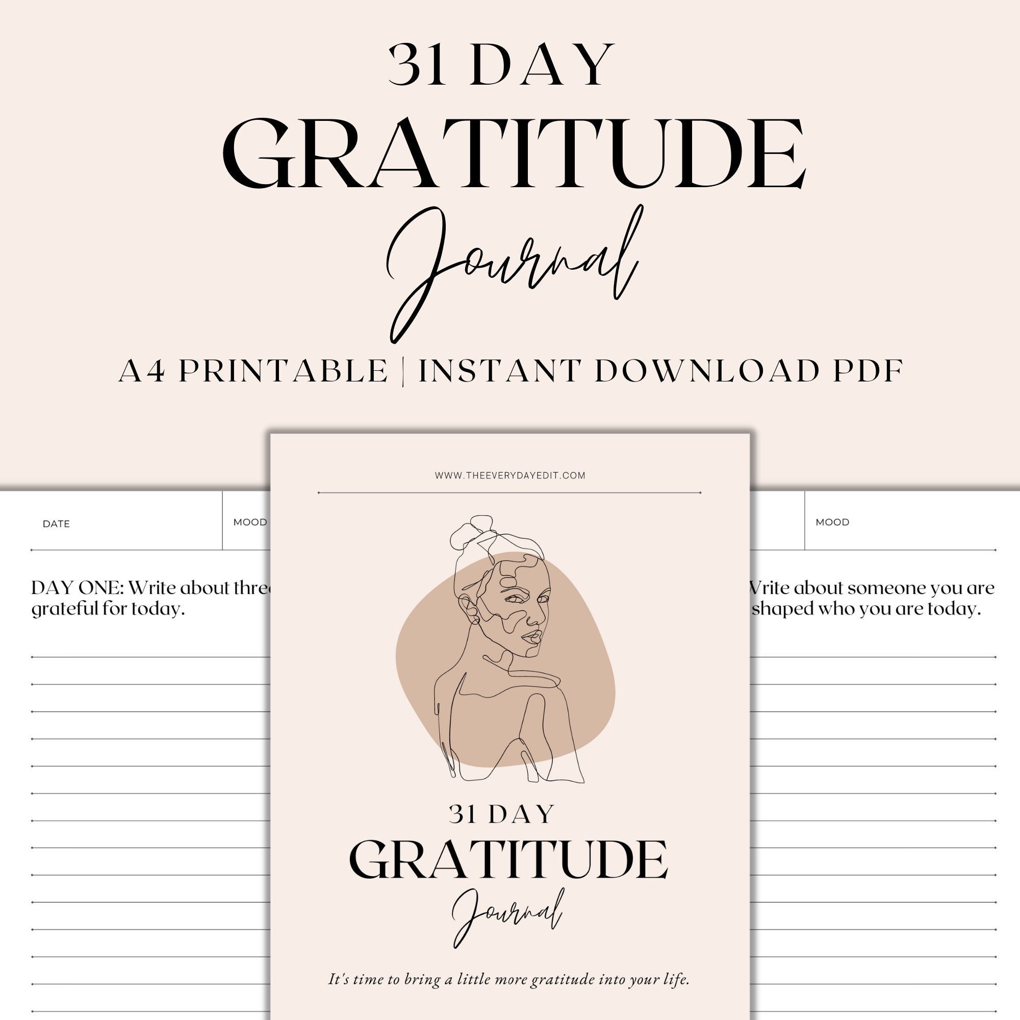 31 Day Gratitude Journal Printable Daily Journal Pages - Etsy Australia