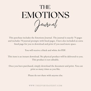 The Emotions Journal Printable, Mental Health Journal Prompts Printable ...