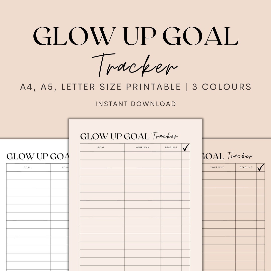 Glow up Goal Tracker Printable, Goal Planner Printable, Glow up Planner ...
