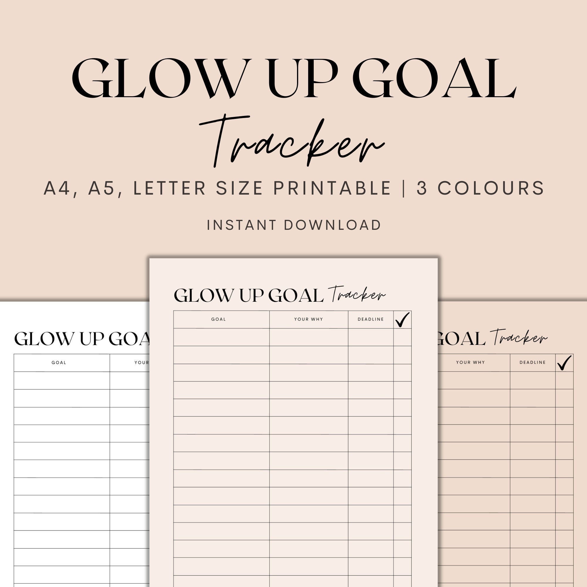 Glow up Goal Tracker Printable, Goal Planner Printable, Glow up Planner ...