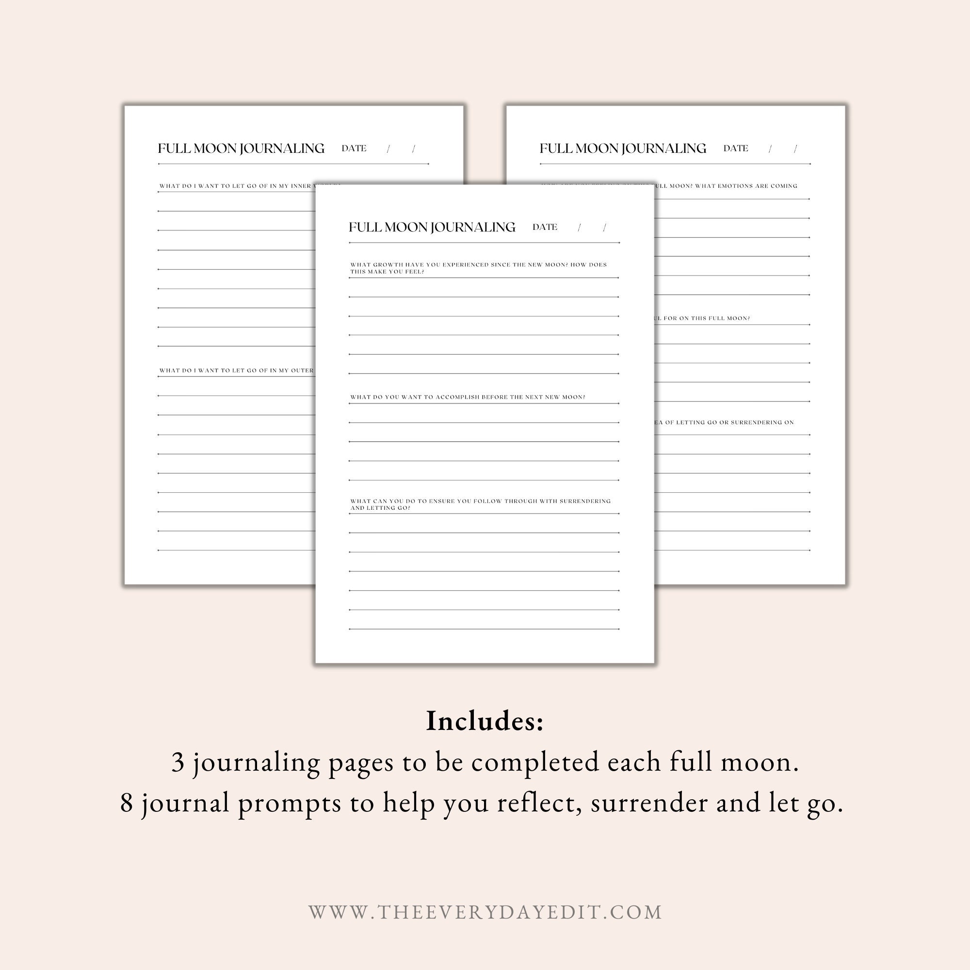 Full Moon Journaling Pages Printable Journal Prompts Moon - Etsy