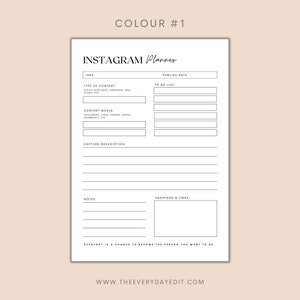 Instagram Planner Printable, Instagram Content Planner, Social Media ...