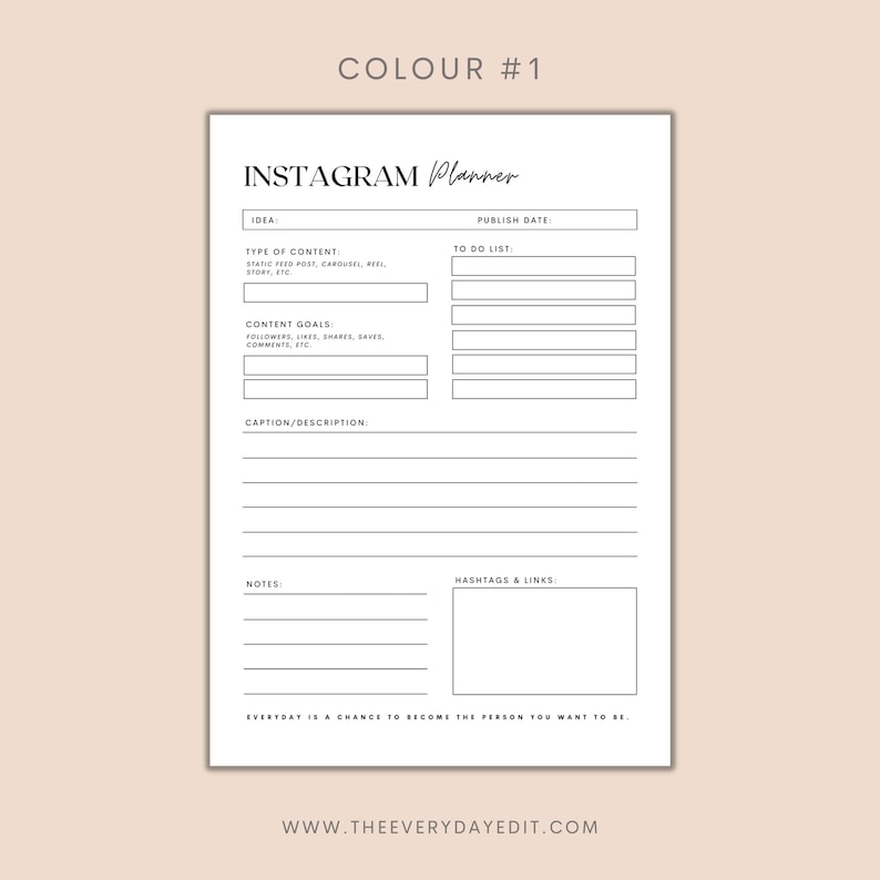 Instagram Planner Printable, Instagram Content Planner, Social Media ...