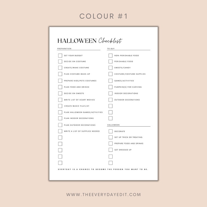 Halloween Checklist Printable, Halloween Party, Halloween Planner ... Halloween Checklist Printable, Halloween Party, Halloween Planner ...