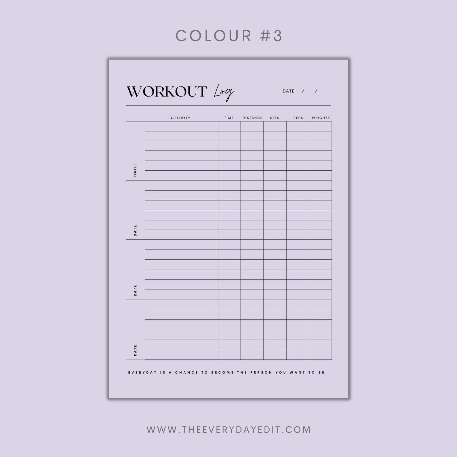 Workout Log Printable, Workout Planner Printable, Workout Tracker ...