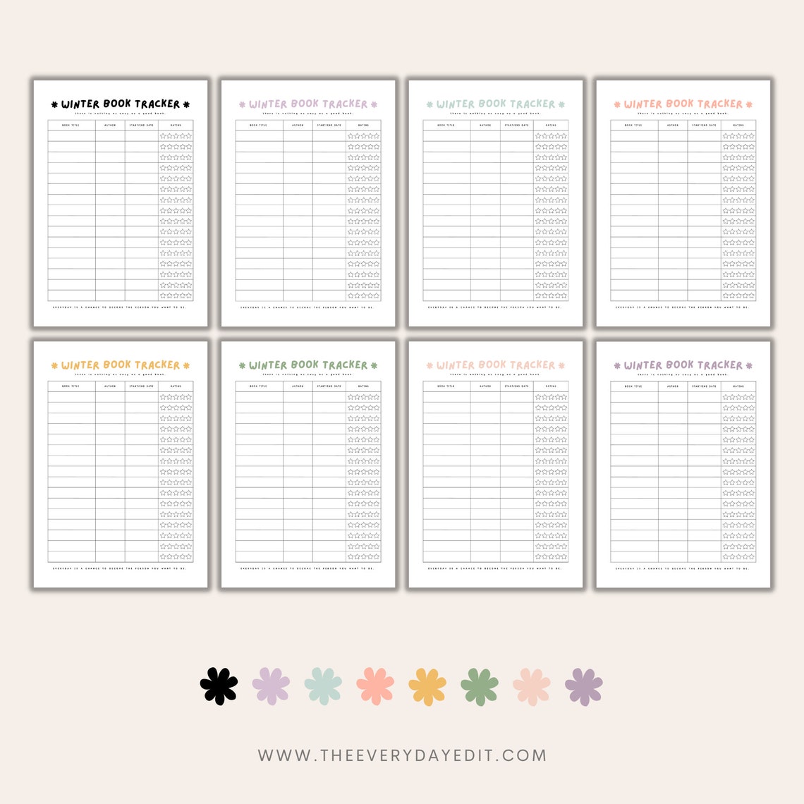 Winter Book Tracker Printable, Book List Tracker, Reading Tracker, Book ...