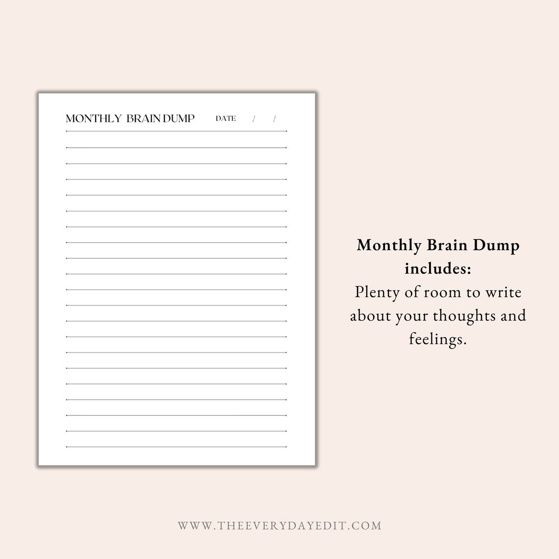 Monthly Journaling Pages Printable Download Monthly Journal - Etsy
