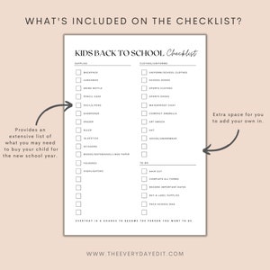 Kids Back to School Checklist Printable, Back to School Planner ...