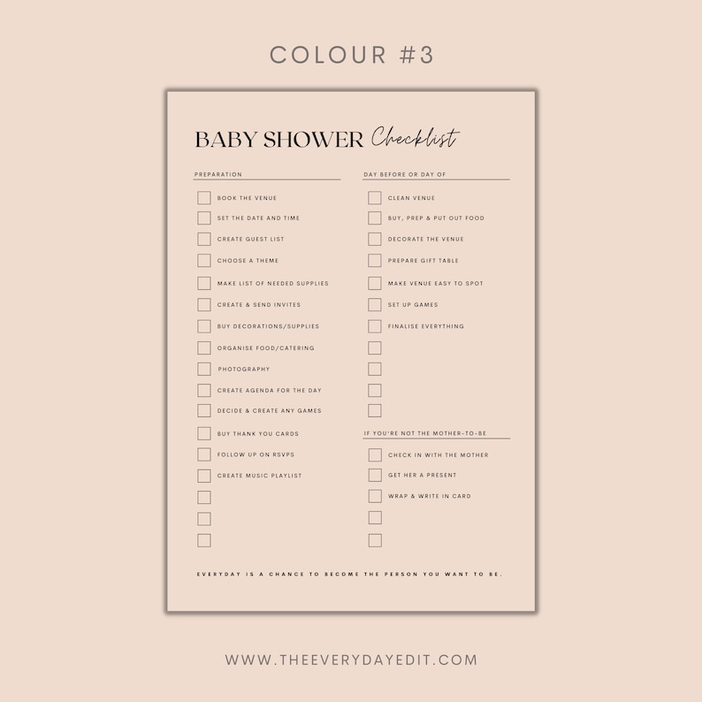 Baby Shower Checklist Printable, Baby Shower Planner Printable, Party ...