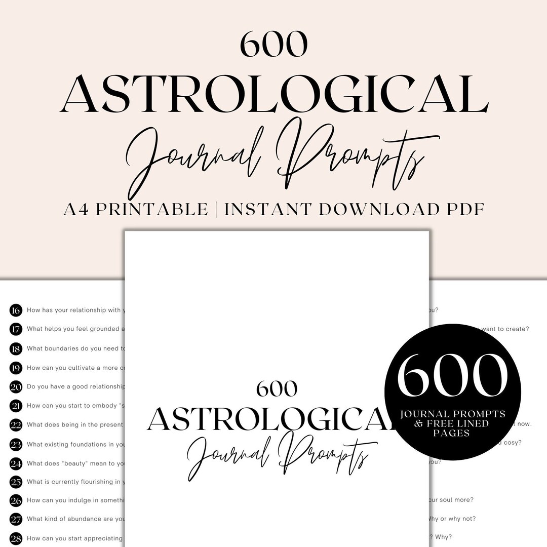 600 Astrological Journal Prompts Printable, Shadow Work Journal, Self ...