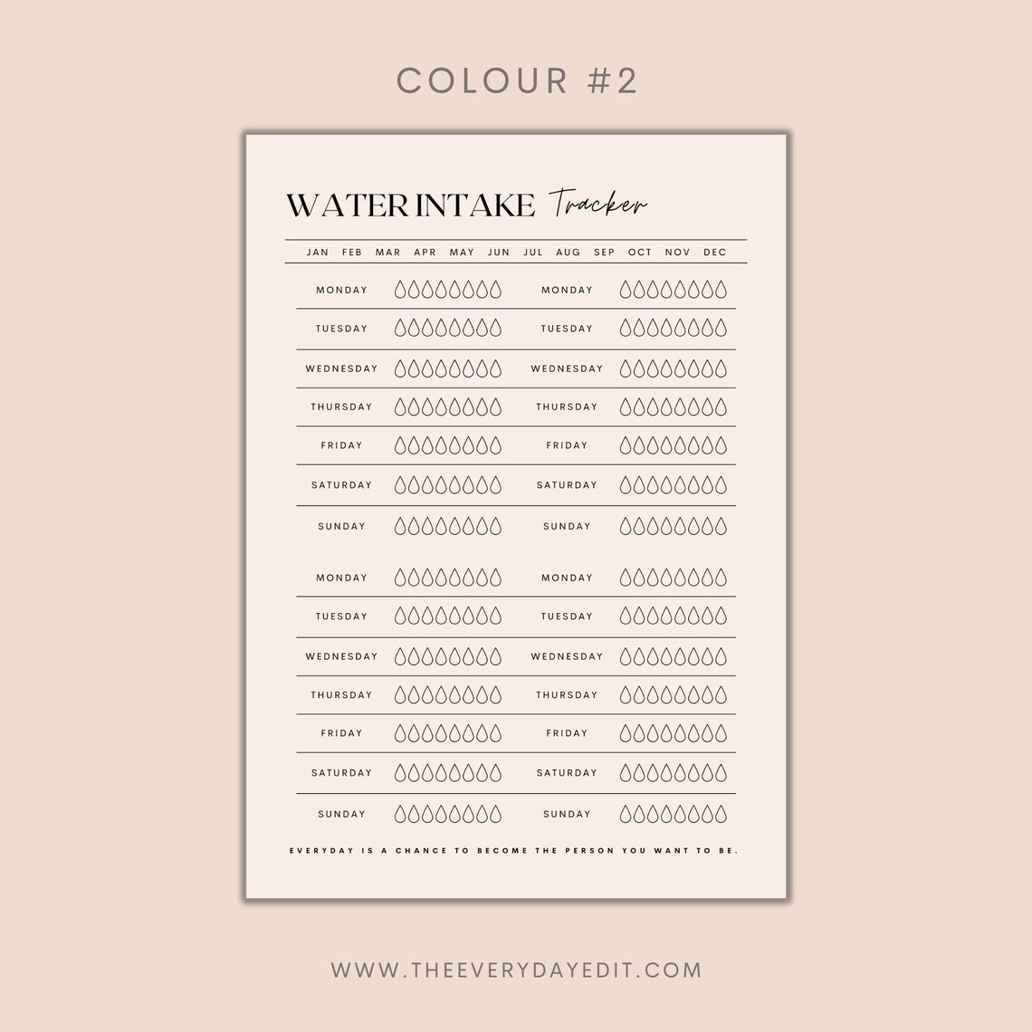 Monthly Water Intake Tracker Printable Water Tracker - Etsy