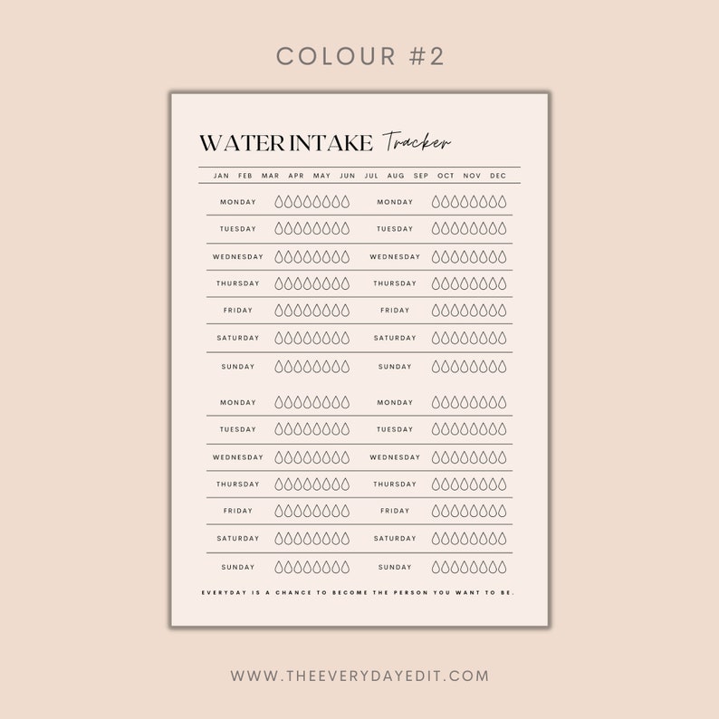 Monthly Water Intake Tracker Printable, Water Tracker, Hydration ...
