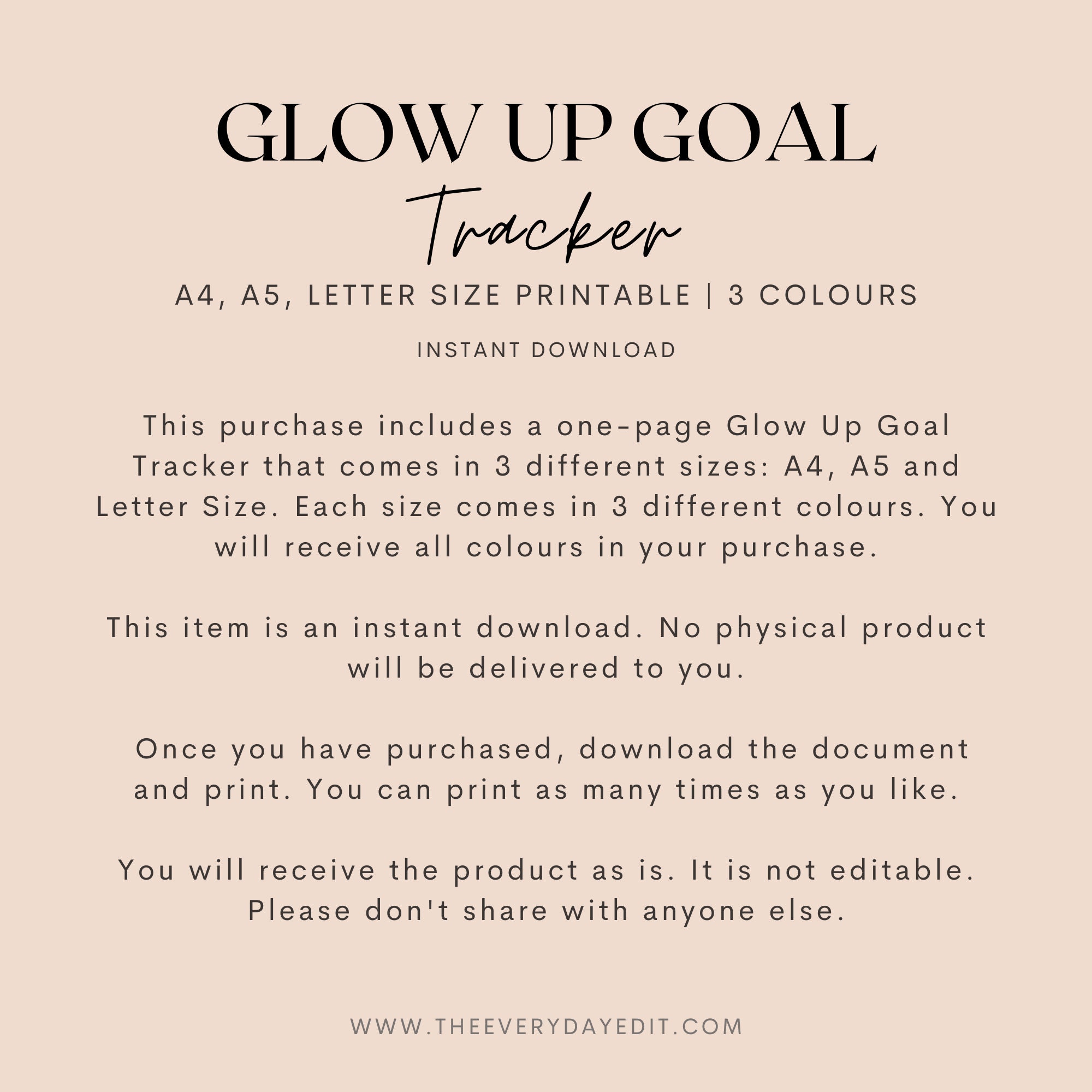 Glow up Goal Tracker Printable, Goal Planner Printable, Glow up Planner ...