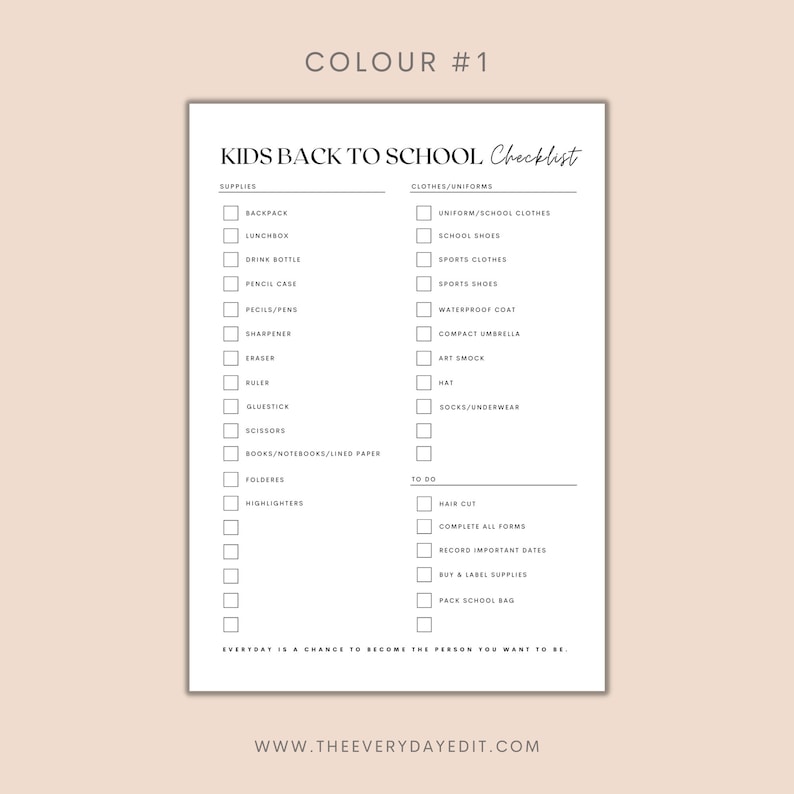 Kids Back to School Checklist Printable, Back to School Planner ...