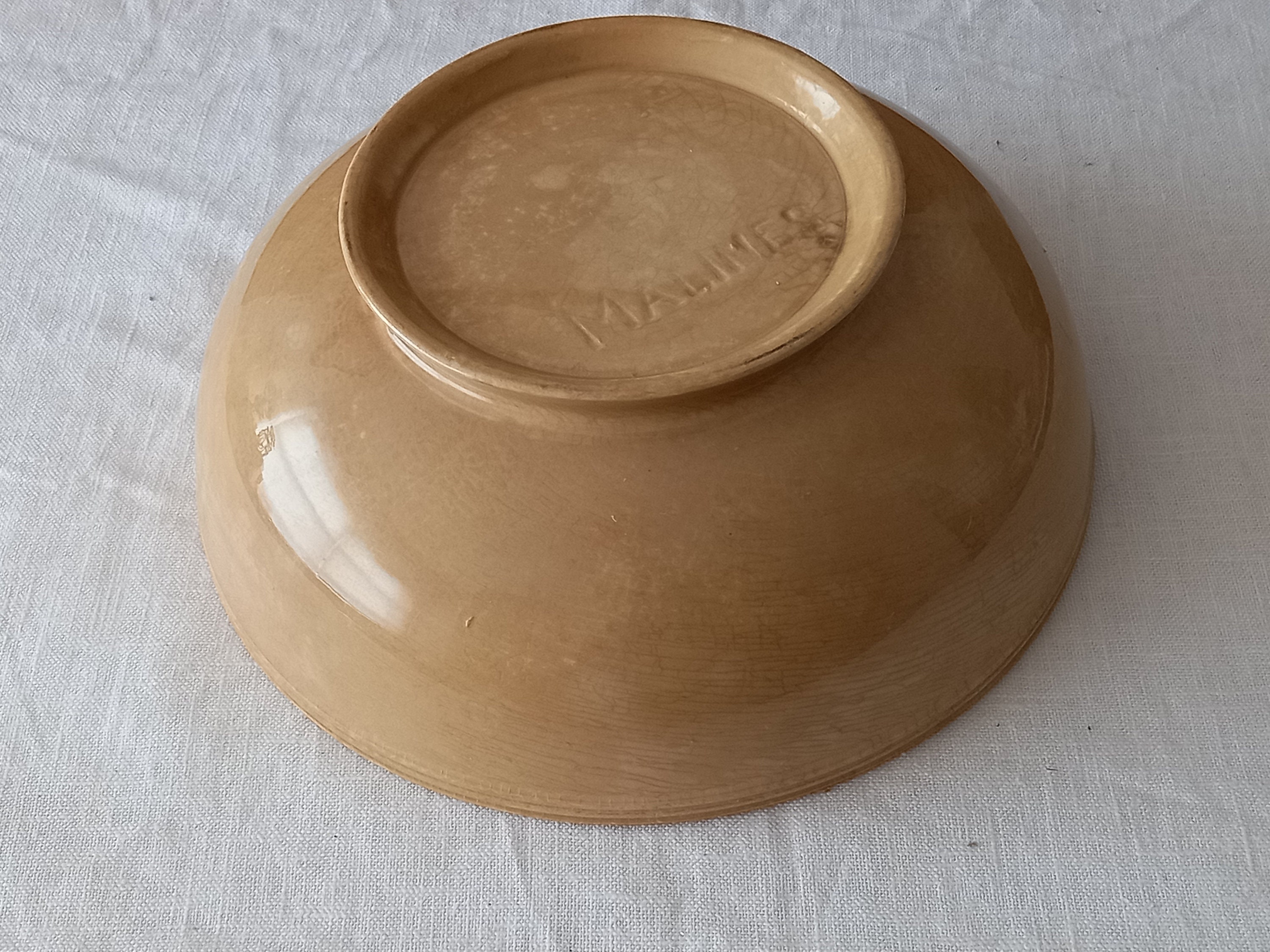 Heavily Tea Stained Antique Large Salad Bowl, Tea Stained Bowl, Antique ...