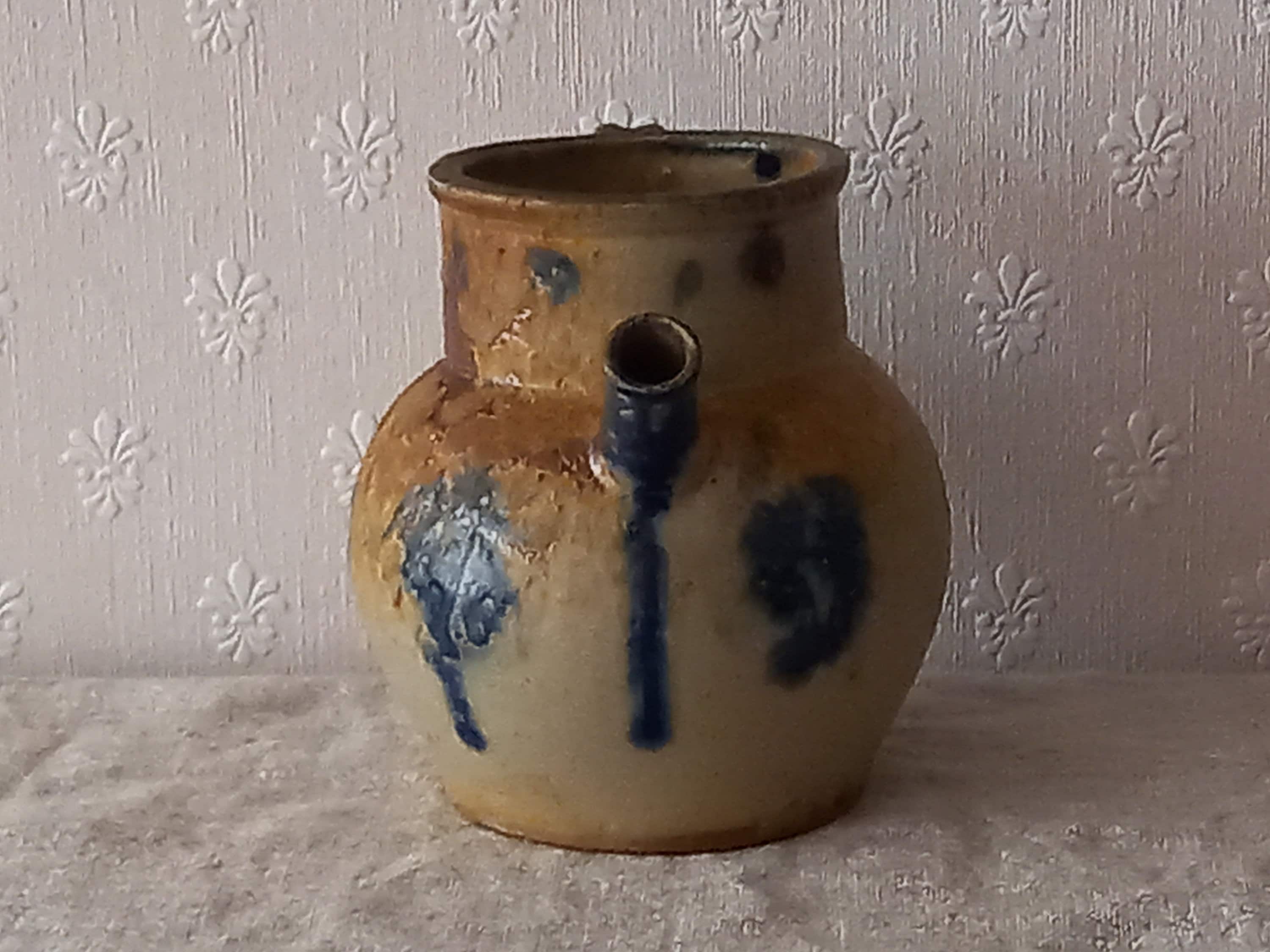 1800s Antique Stoneware Jug, Blue Decor, Farmhouse Kitchen Decor - Etsy