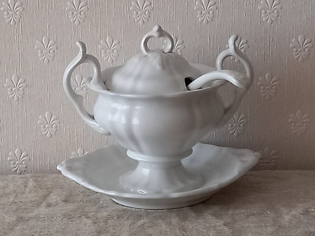 1800's Antique Sauce Tureen With Fixed Dish, Petrus Regout Maastricht ...