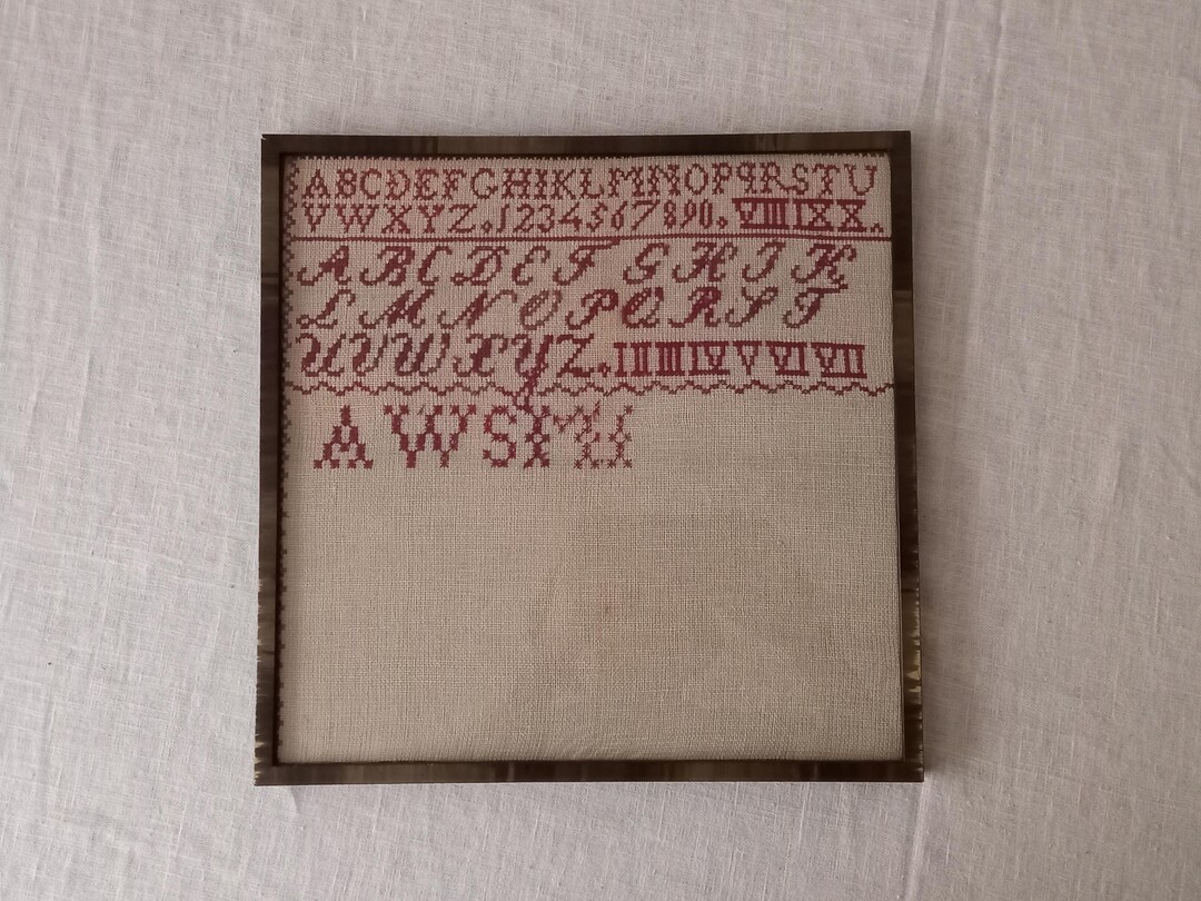Antique Dutch Red Sampler by AWSI(J?), Antique Dutch Needlework ...