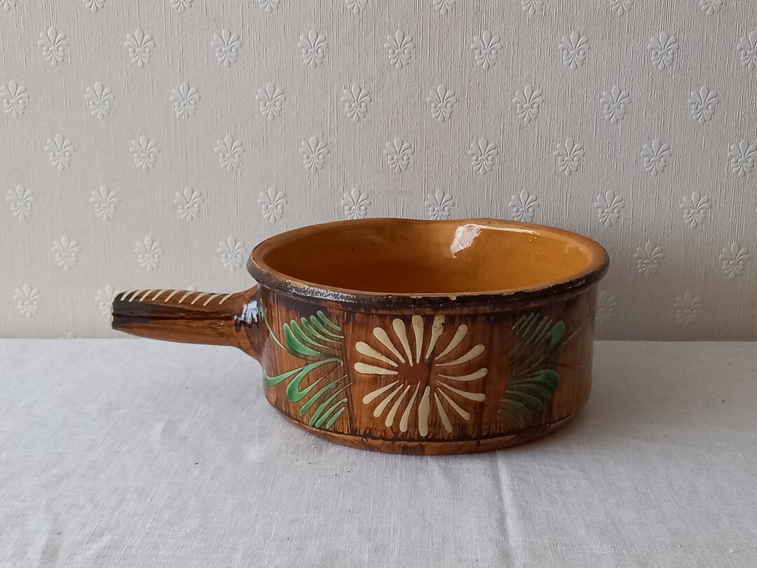 A French Alsace Stoneware Pot With Handle/alsace Pot/french - Etsy