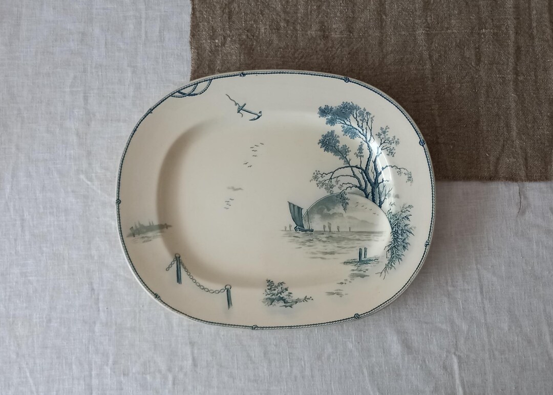 Rare) Antique Serving Platter by Petrus Regout Decor Marines, Antique ...
