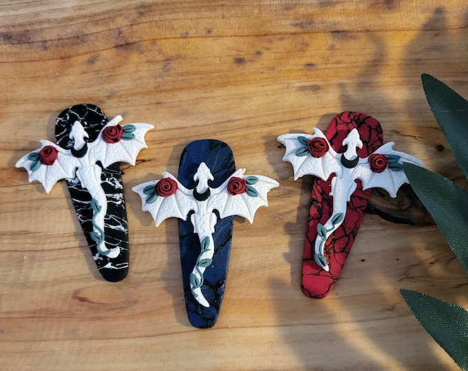 Dragon Barrette - Earth Elemental Dragon - Green and Brown Earthy ...