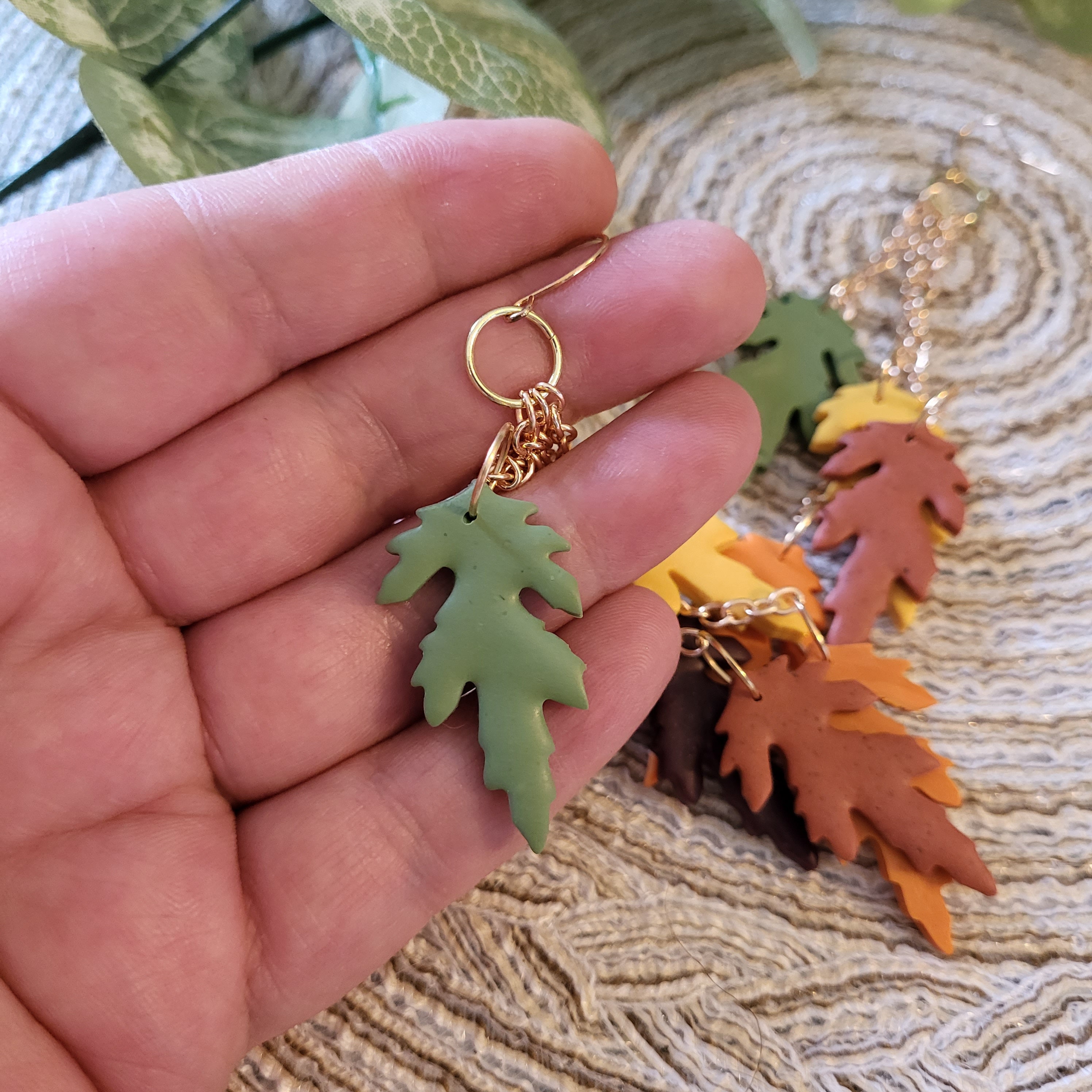 Falling Oak Leaf Dangles Autumn Leaves Colorful Dangles - Etsy