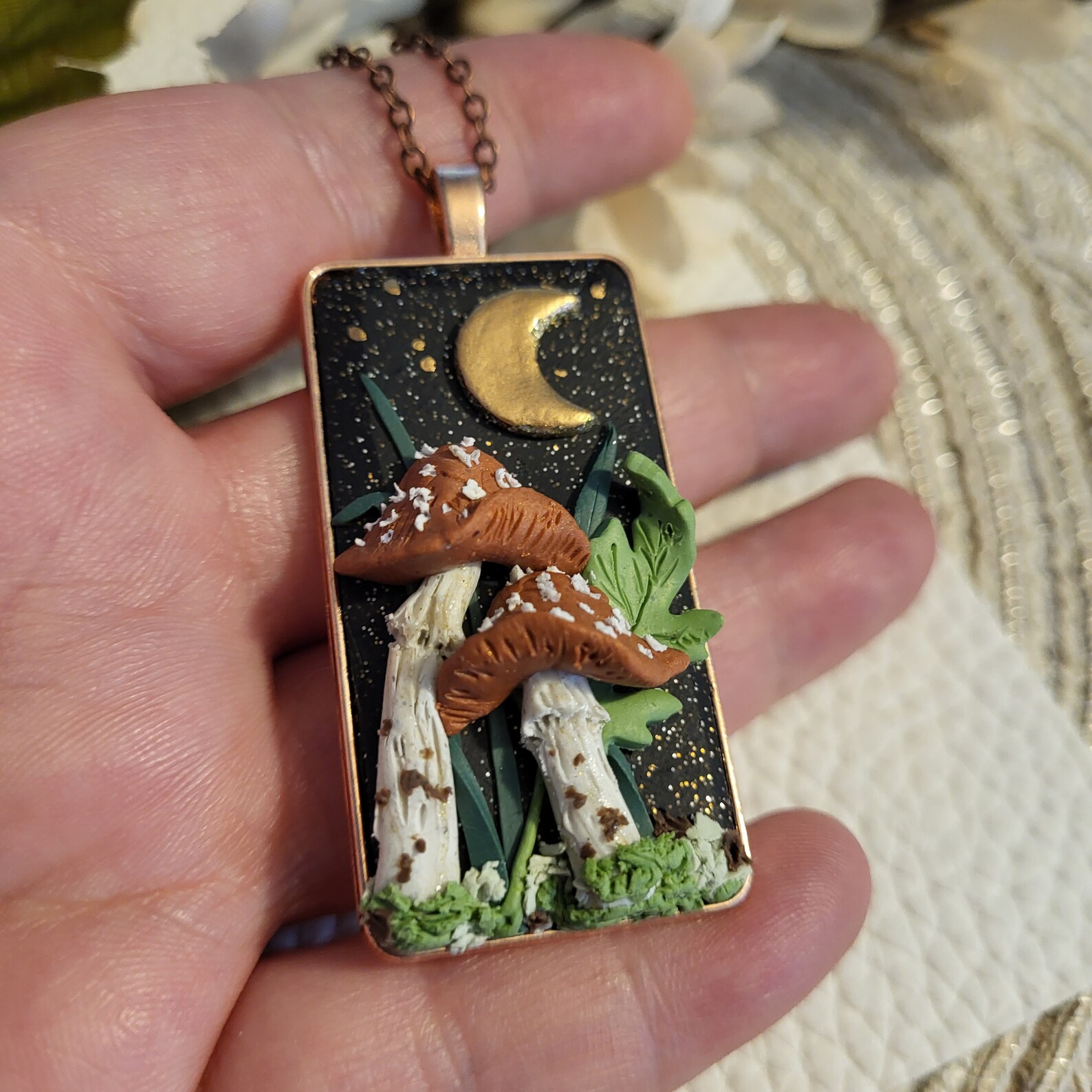 Sculpted Amanita Mushroom Necklace: Polymer Clay Toadstool Pendant - Etsy