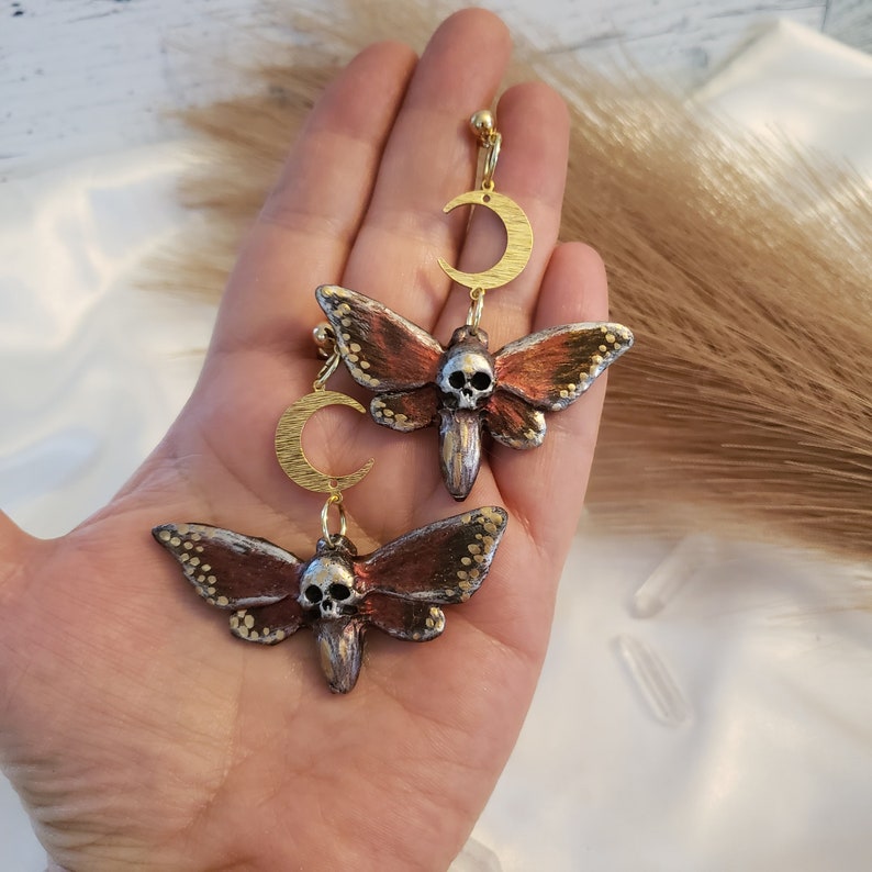 Fire Opal Red Hawks Moth Earrings Deaths Head Moth Dangles - Etsy