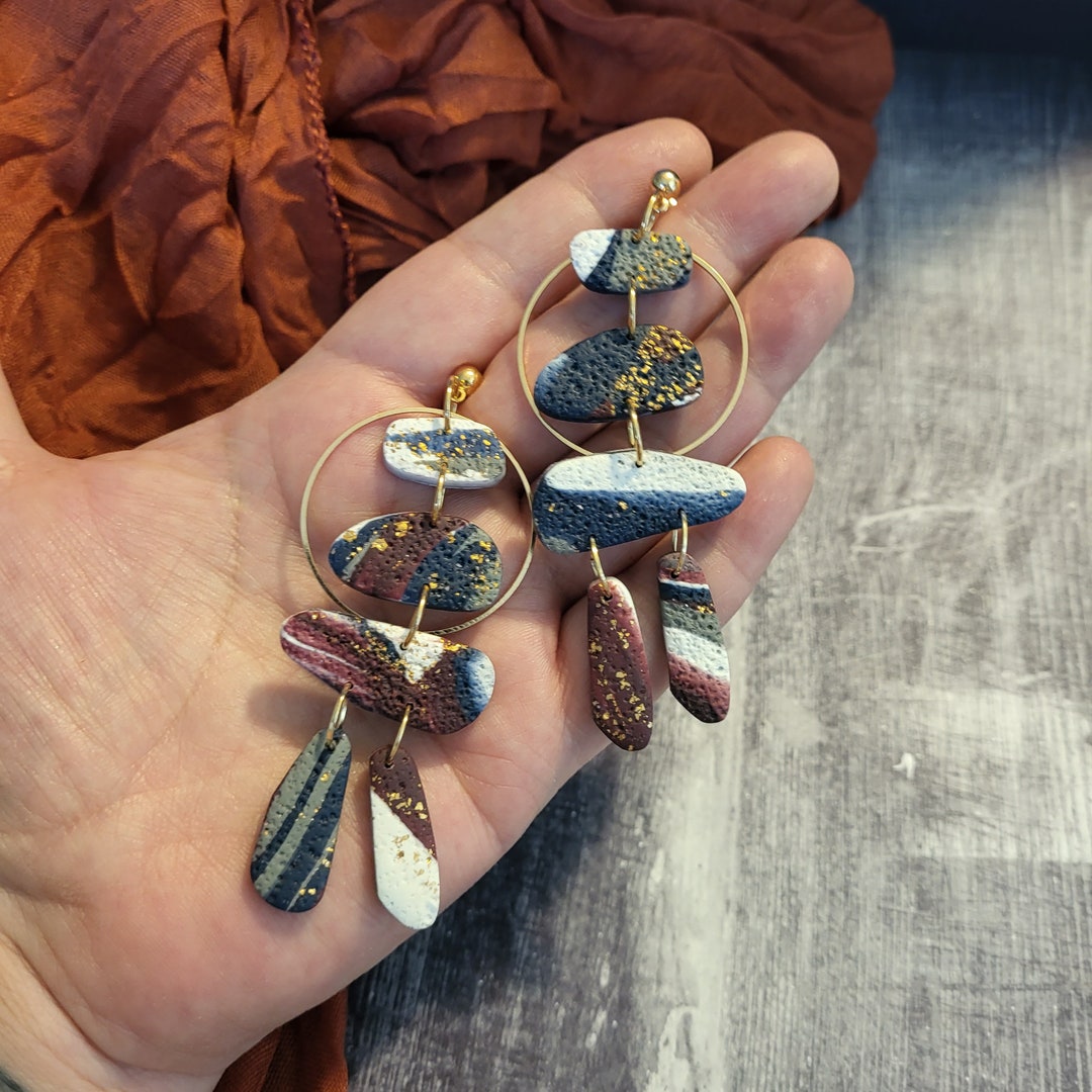 Inukshuk Dangle Earrings: Polymer Clay, Gold Accent - Etsy