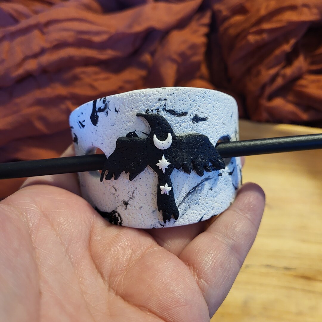 Celestial Raven Hair Slide, Corvid Hair Stick, Raven Barrette, Corvid ...
