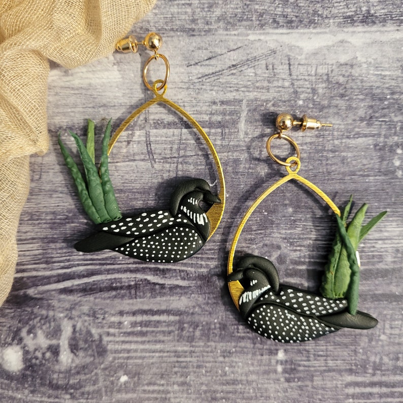 Polymer Clay Loon Earrings, Canadian Wildlife Bird Jewelry - Etsy