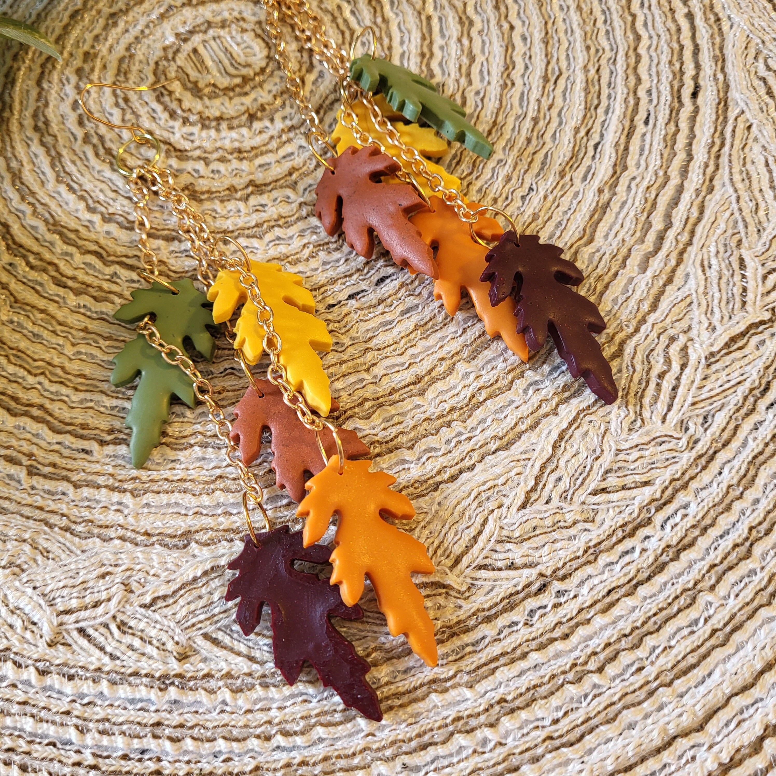 Falling Oak Leaf Dangles Autumn Leaves Colorful Dangles - Etsy