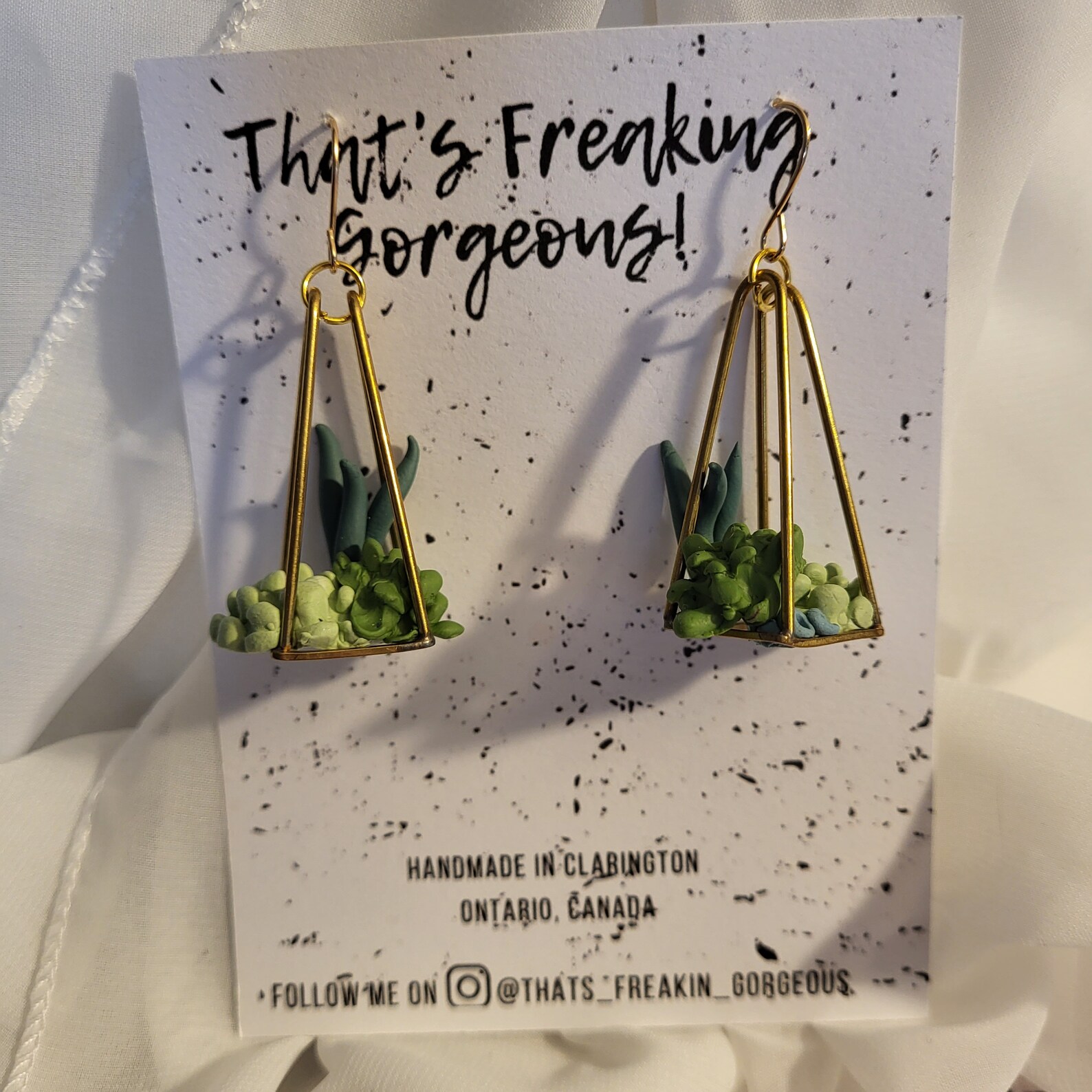 Succulent Terrarium Earrings, Pyramid Terrarium, Statement Earrings ...