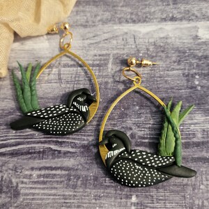 Polymer Clay Loon Earrings, Canadian Wildlife Bird Jewelry - Etsy