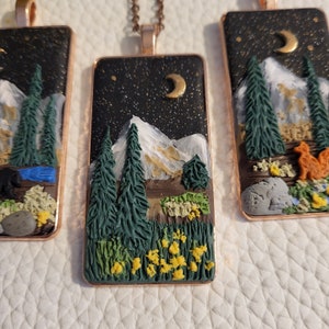 Sculpted Mountain Landscape Necklace: Rose Gold Forest Pendant - Etsy
